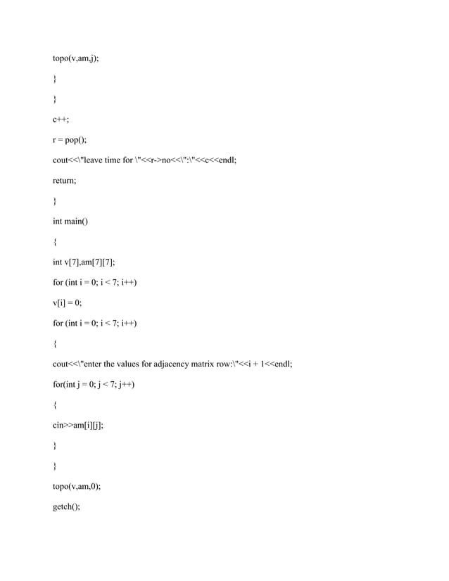 Write code in C++ Write a program to perform a topological sort on a g.docx