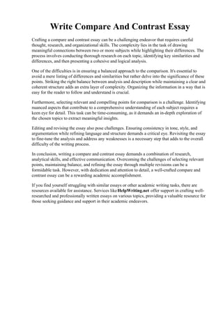 Write Compare And Contrast Essay | PDF