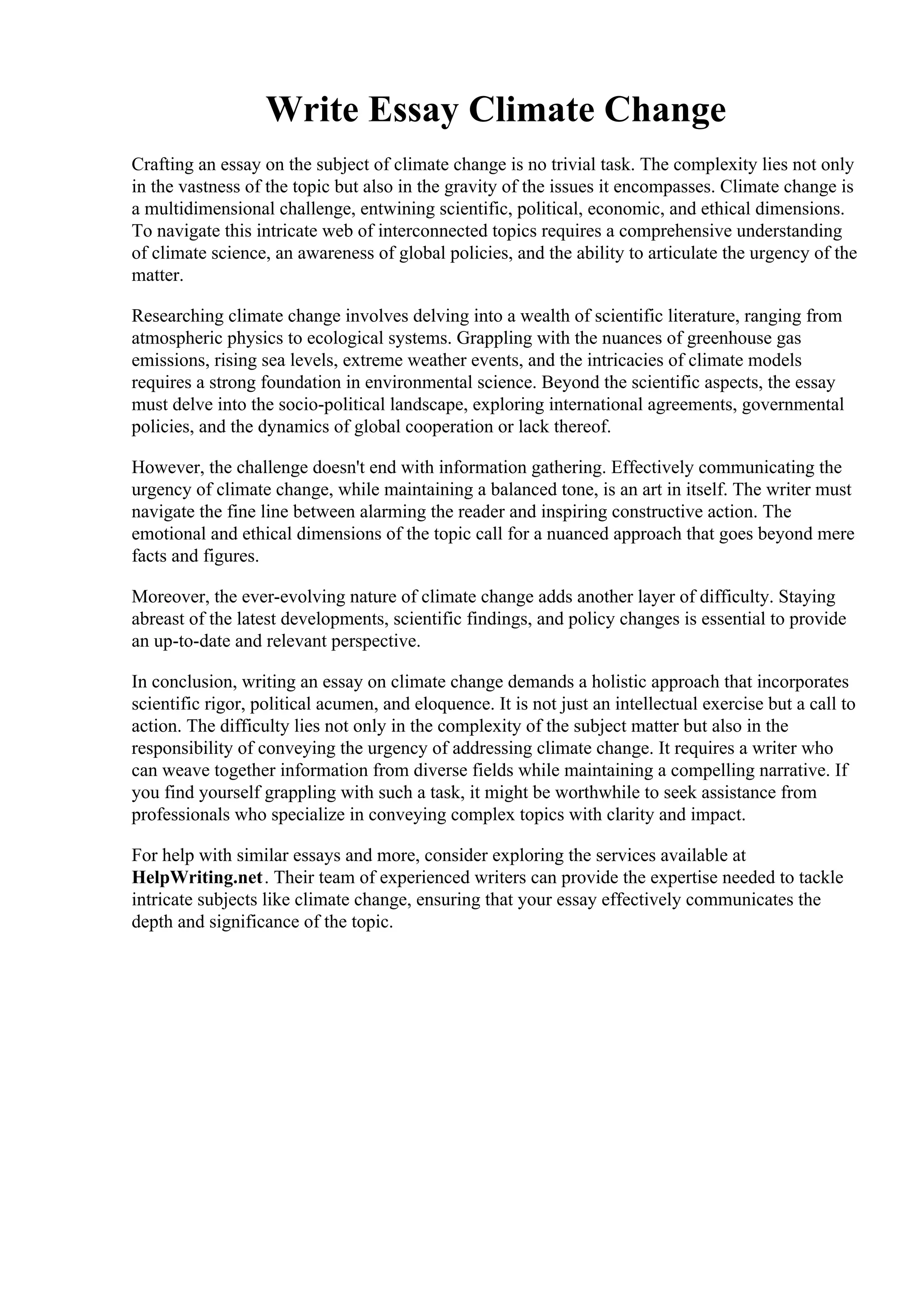 Write Essay Climate Change | PDF