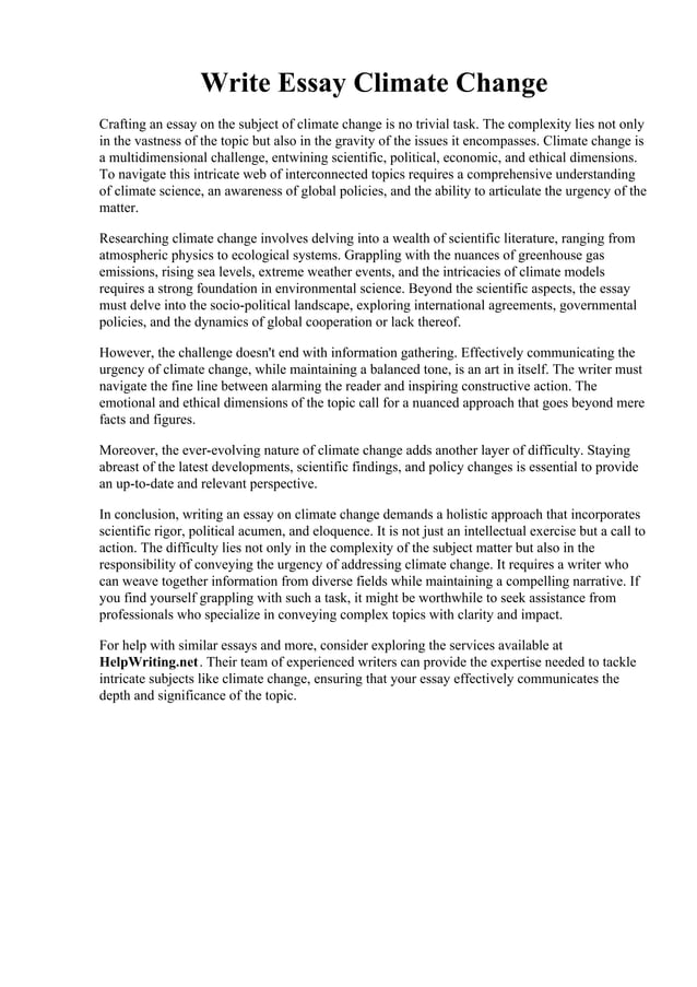 Write Essay Climate Change | PDF