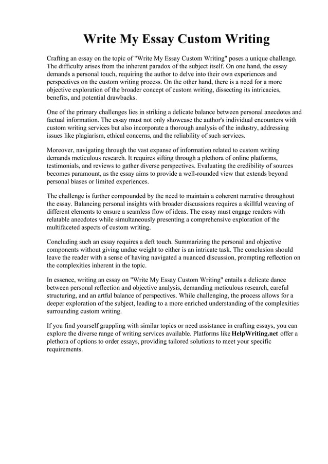 Write My Essay Custom Writing | PDF