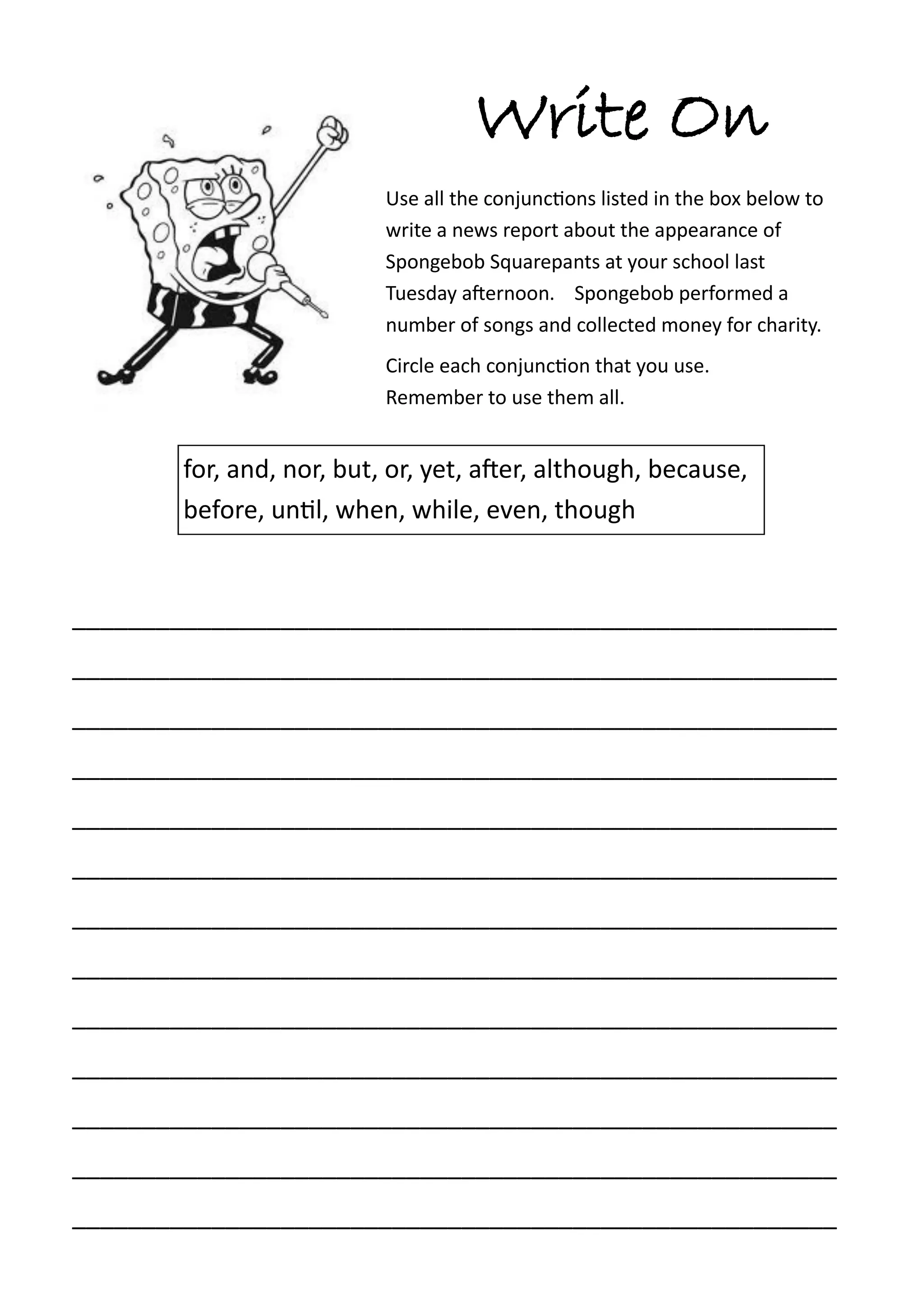 Write on conjunctions_worksheet | PDF | Family/Children | Genres