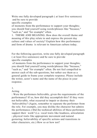 Write one fully developed paragraph ( at least five sentences) and.docx