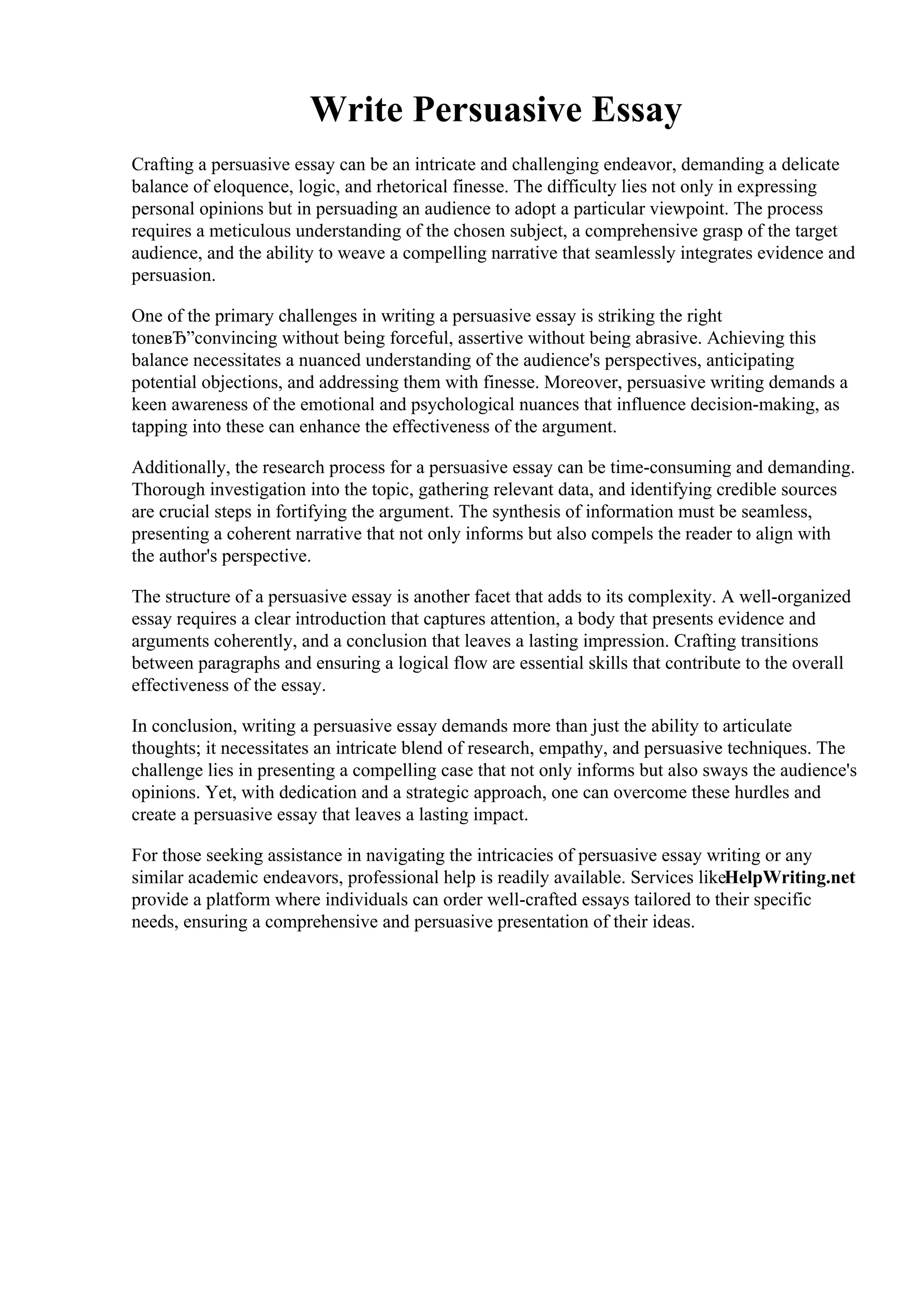 Write Persuasive Essay | PDF