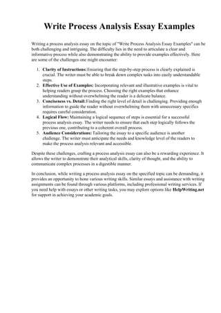 Write Process Analysis Essay Examples.pdf | Homework and Study | Education