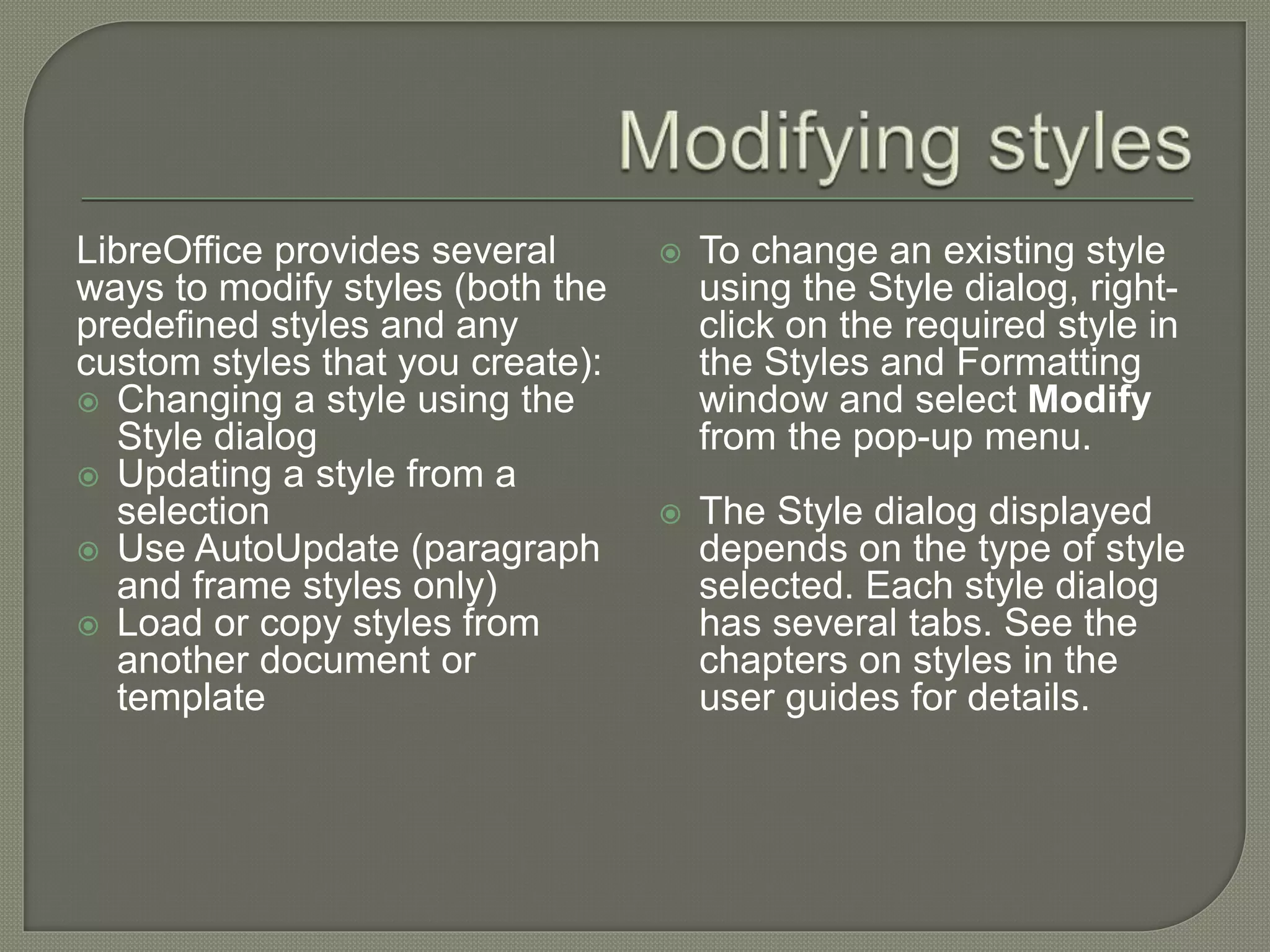Libre Office Writer Lesson 3: Using Styles and Templates | PPTX