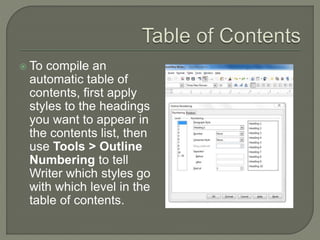 Libre Office Writer Lesson 3: Using Styles and Templates | PPTX