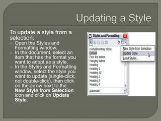 Libre Office Writer Lesson 3: Using Styles and Templates | PPTX