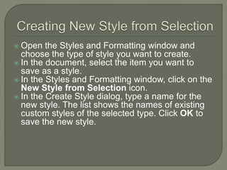 Libre Office Writer Lesson 3: Using Styles and Templates | PPTX