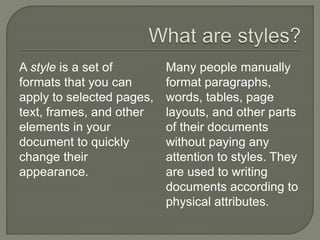 Libre Office Writer Lesson 3: Using Styles and Templates | PPTX