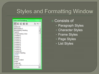 Libre Office Writer Lesson 3: Using Styles and Templates | PPTX
