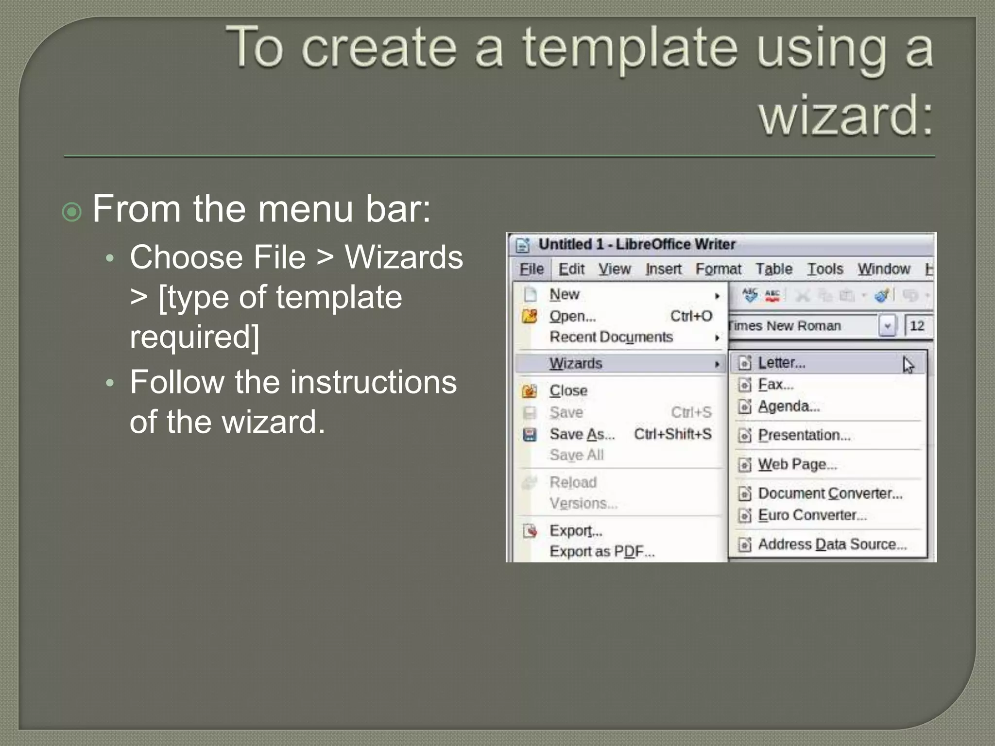 Libre Office Writer Lesson 4 Working With Tables And Templates Pptx