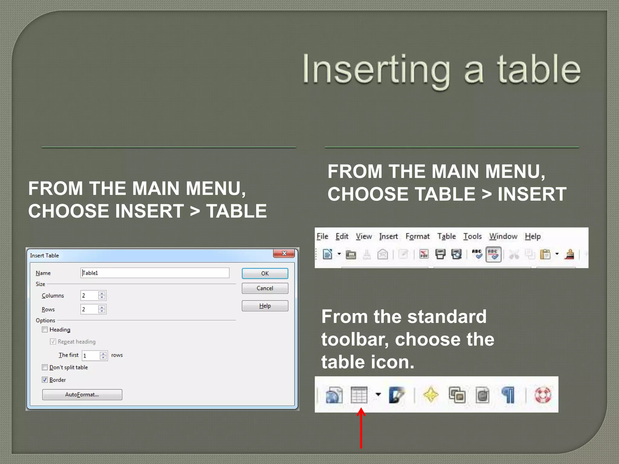 Libre Office Writer Lesson 4: Working with tables and templates | PPTX