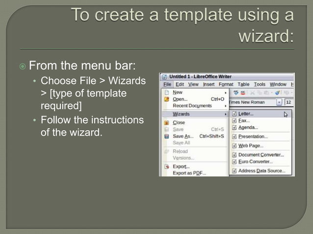 Libre Office Writer Lesson 4: Working with tables and templates | PPTX