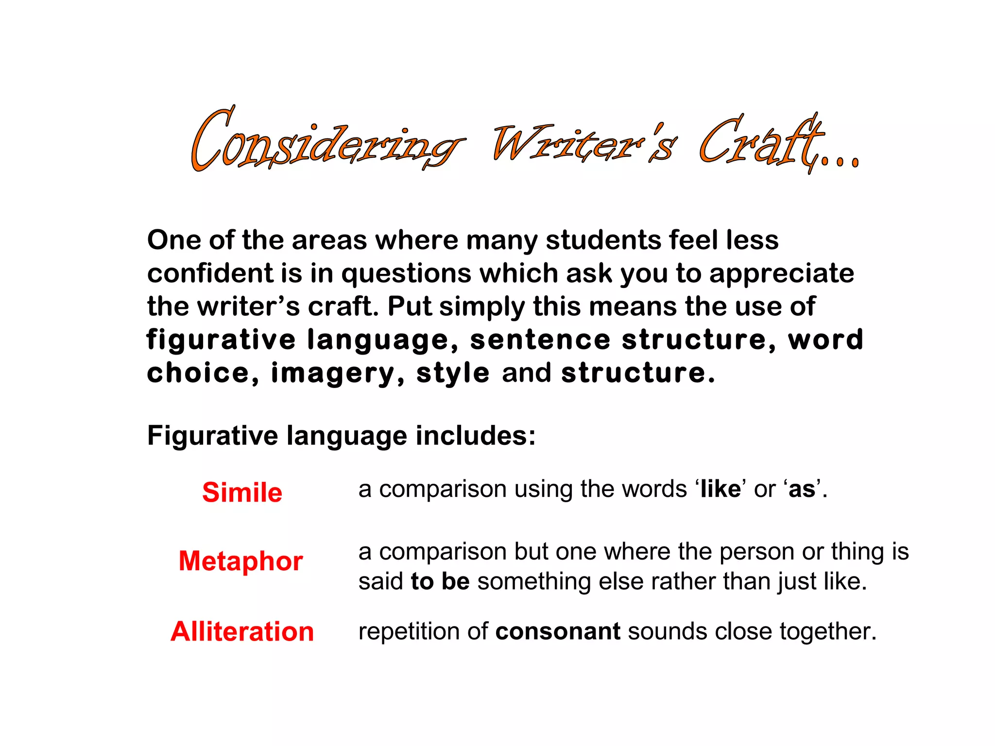 Writer's Craft Close Reading | PPT