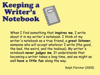 Writer's Notebook Explained | PPT