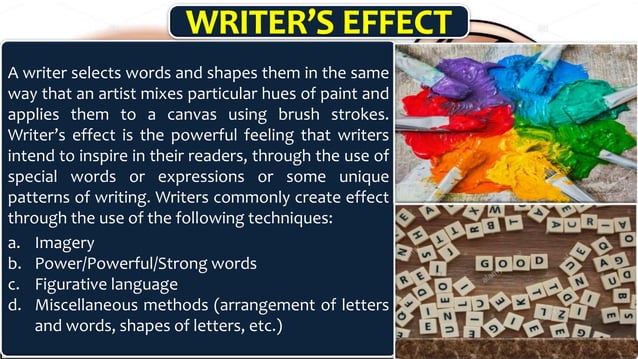 Writer's use of language writer's effect | PPTX | Musicals | Genres