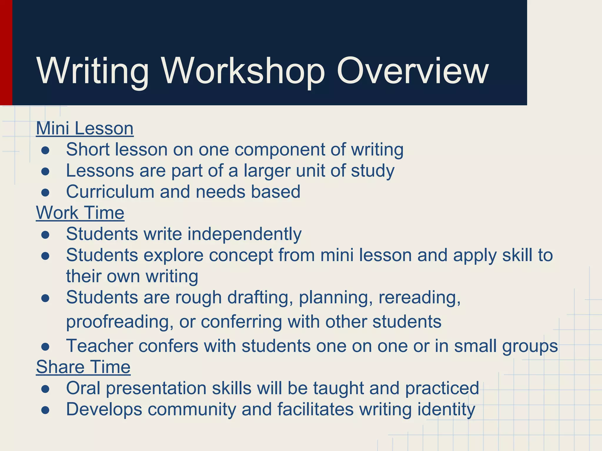 Writer's workshop presentation | PDF