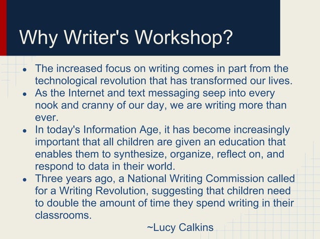 Writer's workshop presentation | PDF