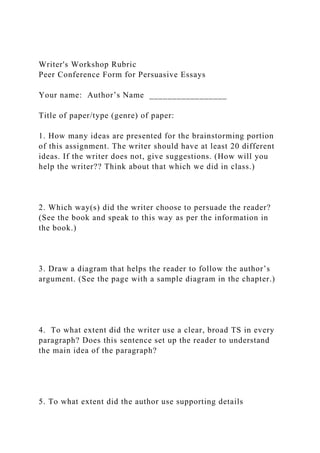 Writers Workshop RubricPeer Conference Form for Persuasive Essa.docx