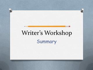 Writer's workshop | PPTX