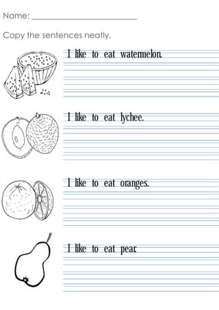 Write simple sentences fruit | PDF | Gardening | Home & Garden