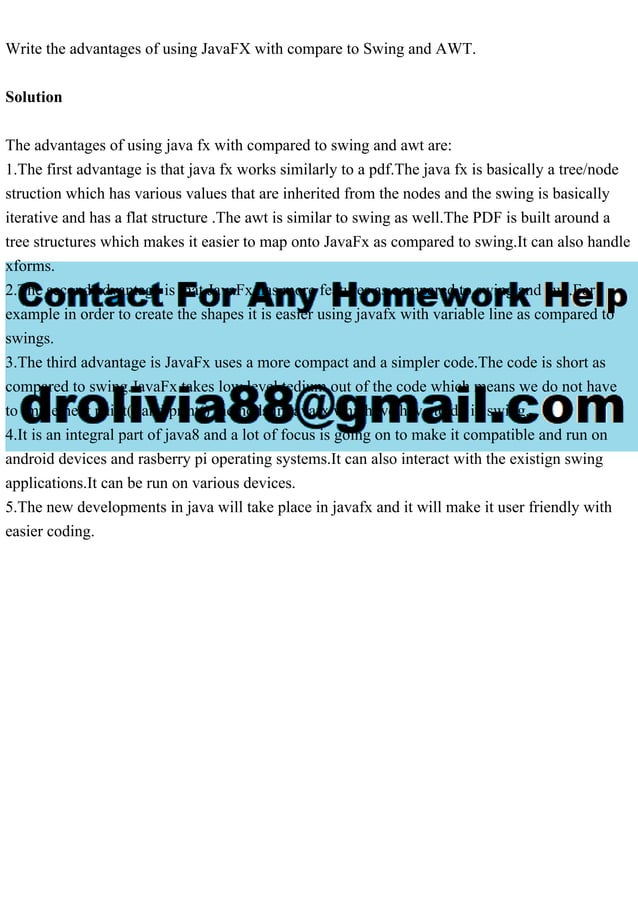 Write The Advantages Of Using Javafx With Compare To Swing And Awtpdf