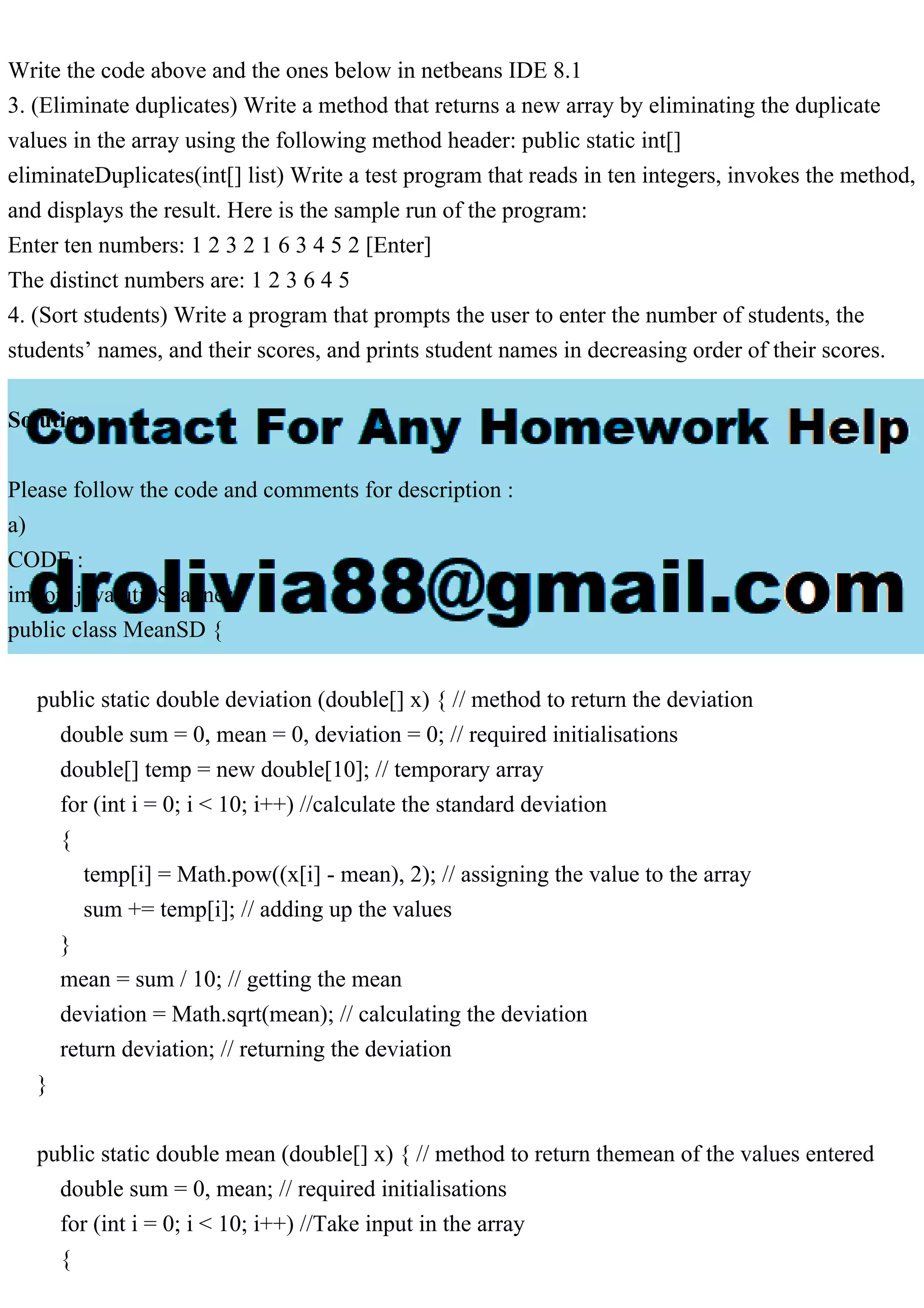 Write the code above and the ones below in netbeans IDE 8.13. (Eli.pdf