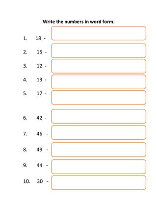 Write the numbers in word form | DOCX
