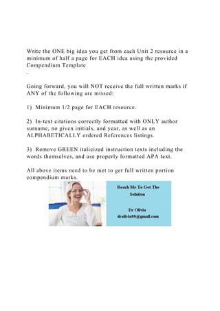 Write the ONE big idea you get from each Unit 2 resource in a mi.docx