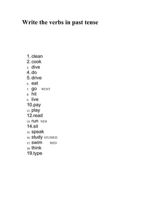 Write the verbs in past tense | DOC