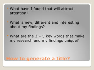 Write Title and Abstract in Scientific Academics | PPT