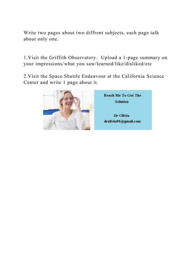 Write Two Pages About Two Diffrent Subjects Each Page Talk About On Docx