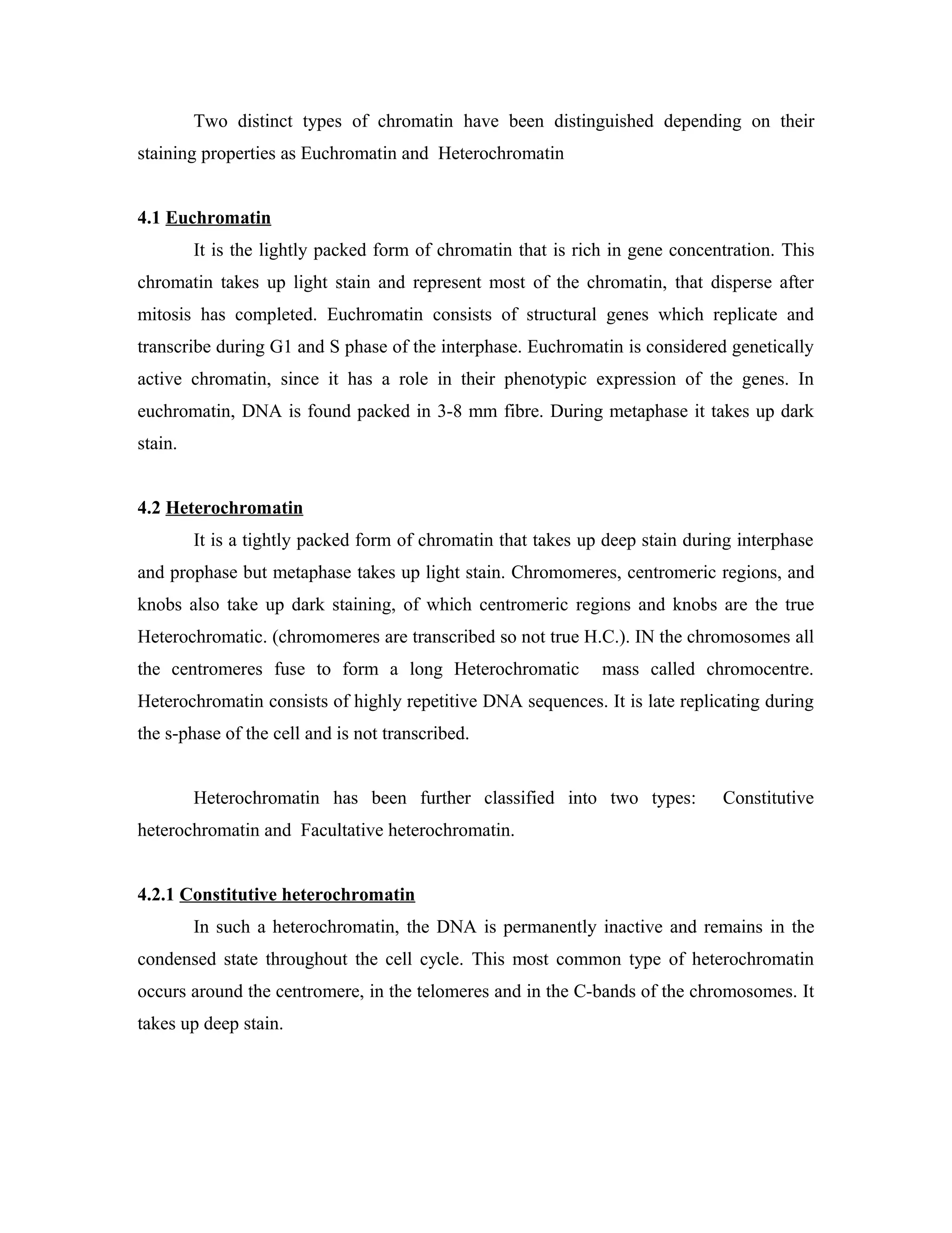 STRUCTURE AND ORGANIZATION OF CHROMATIN | DOC