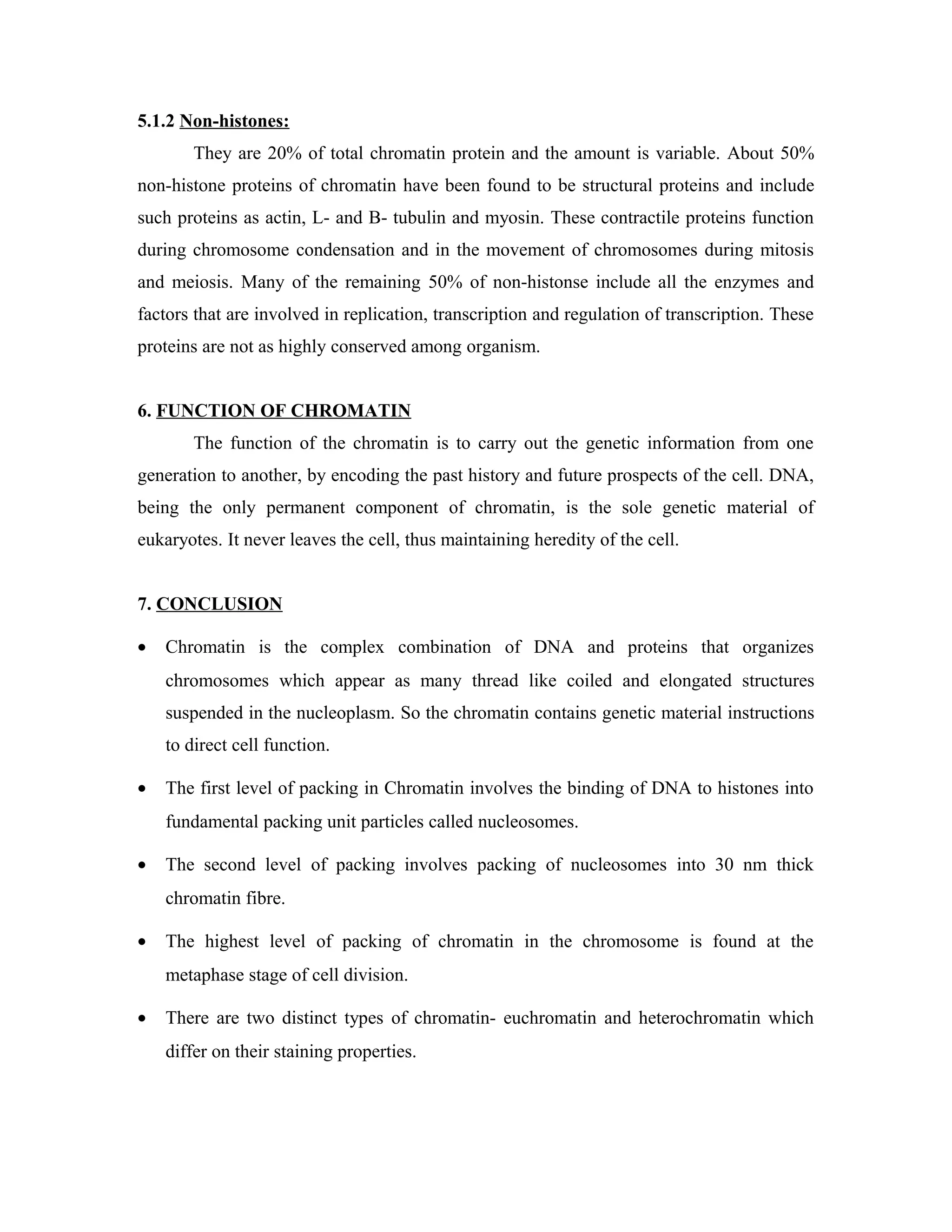 STRUCTURE AND ORGANIZATION OF CHROMATIN | DOC