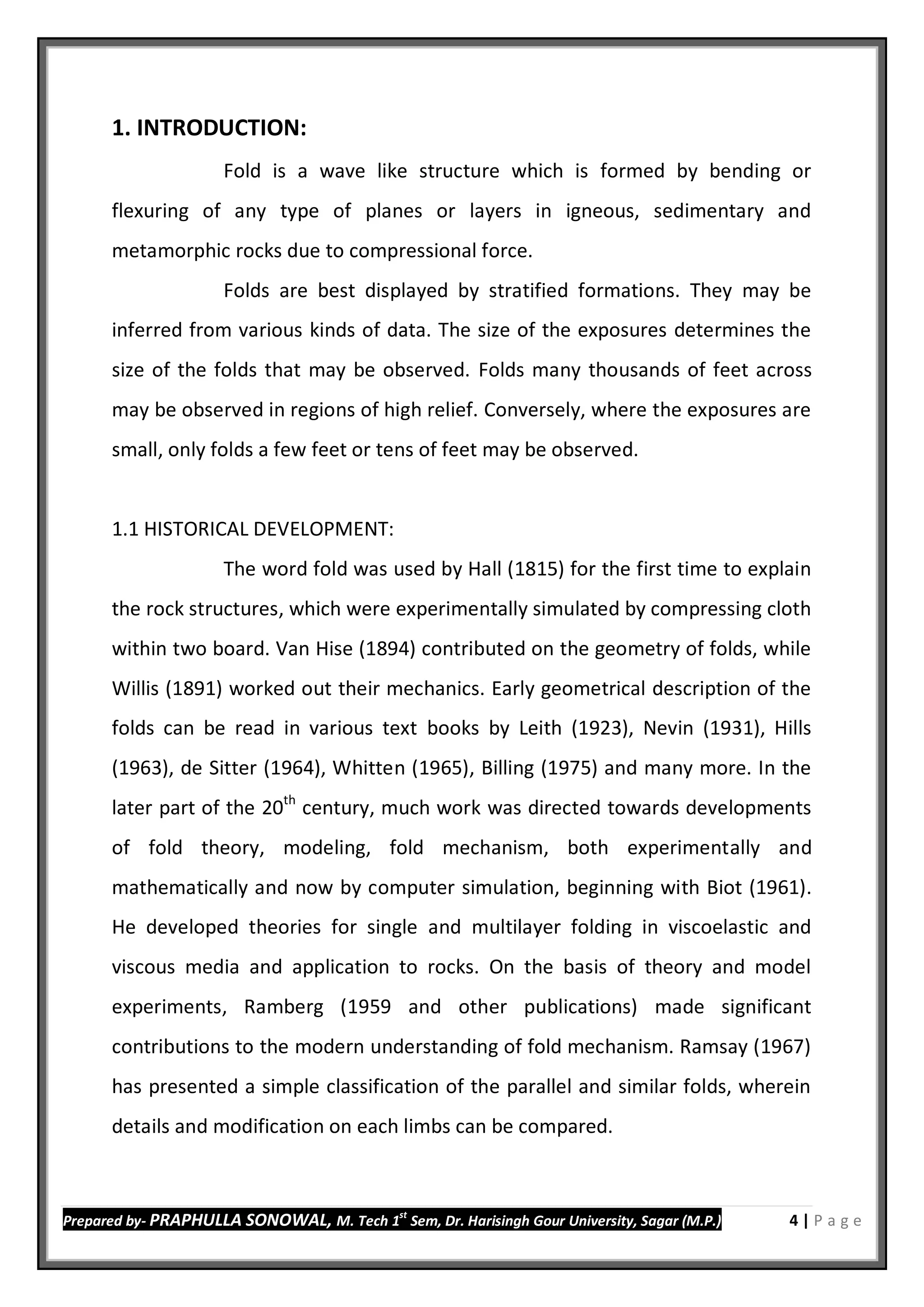 Fold, its element, classification & Mechanism | PDF