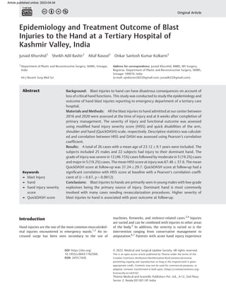 Epidemiology and Treatment Outcome of Blast Injuries to the Hand.pdf