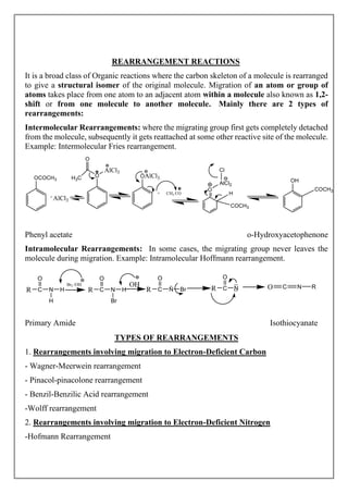 WRITE UP ON REARRANGEMENT REACTION PDF NOTES | PDF