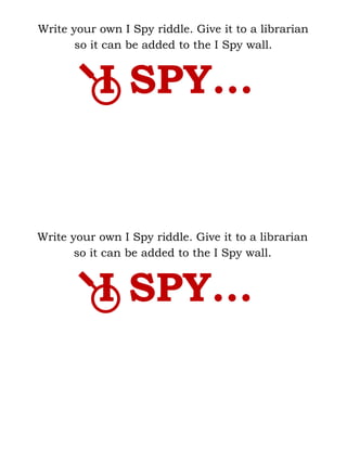 Write Your Own I Spy Riddles | PDF