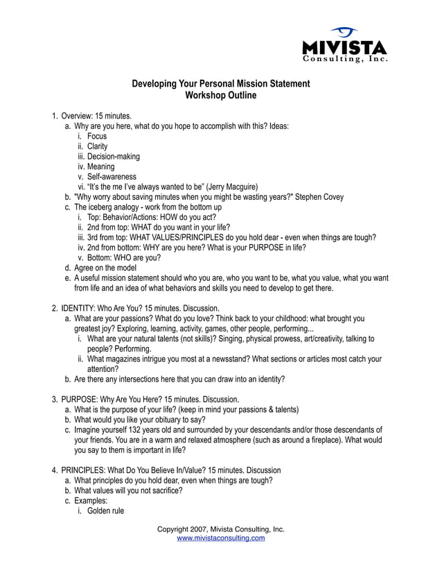 How To Write Your Personal Mission Statement By Michelle Villalobos