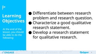 Writing research statement for qualitative research | PPTX