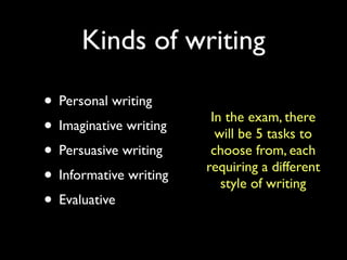 Writing - SAC and exam tips | KEY