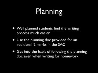 Writing - SAC and exam tips | KEY