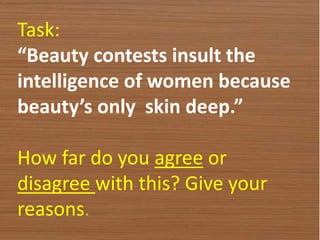 Writing - Beauty contest | PPT