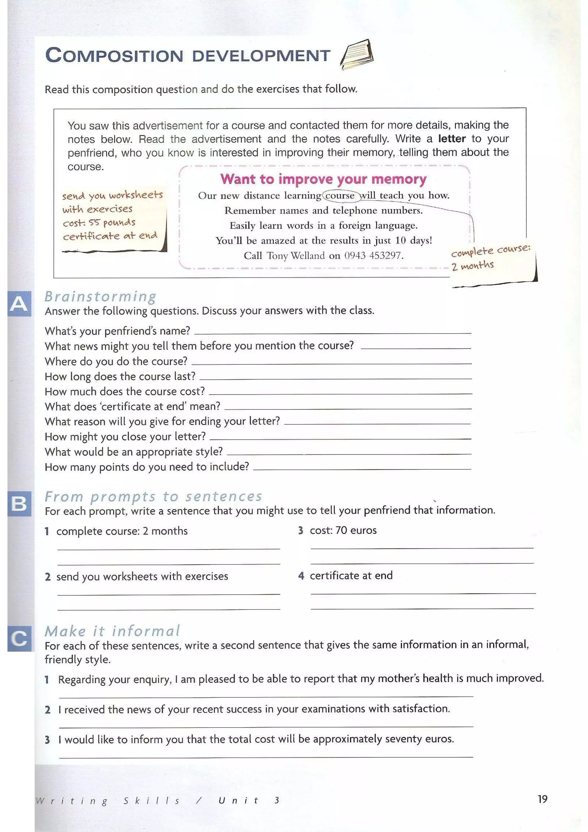 Writing. Skills for FIRST Certificate. (2003) | PDF