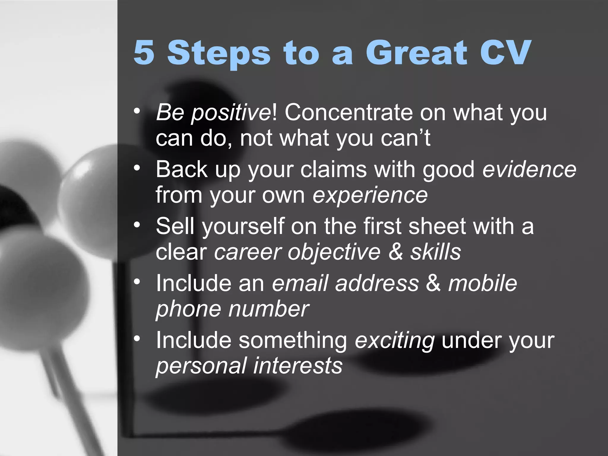 Writing a Brilliant CV | PPT