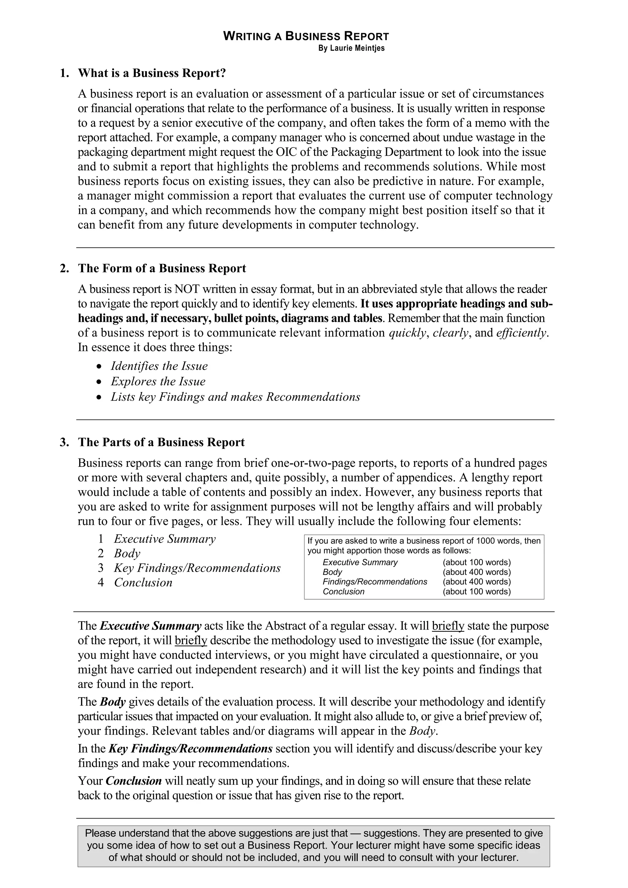Writing a-business-report | PDF