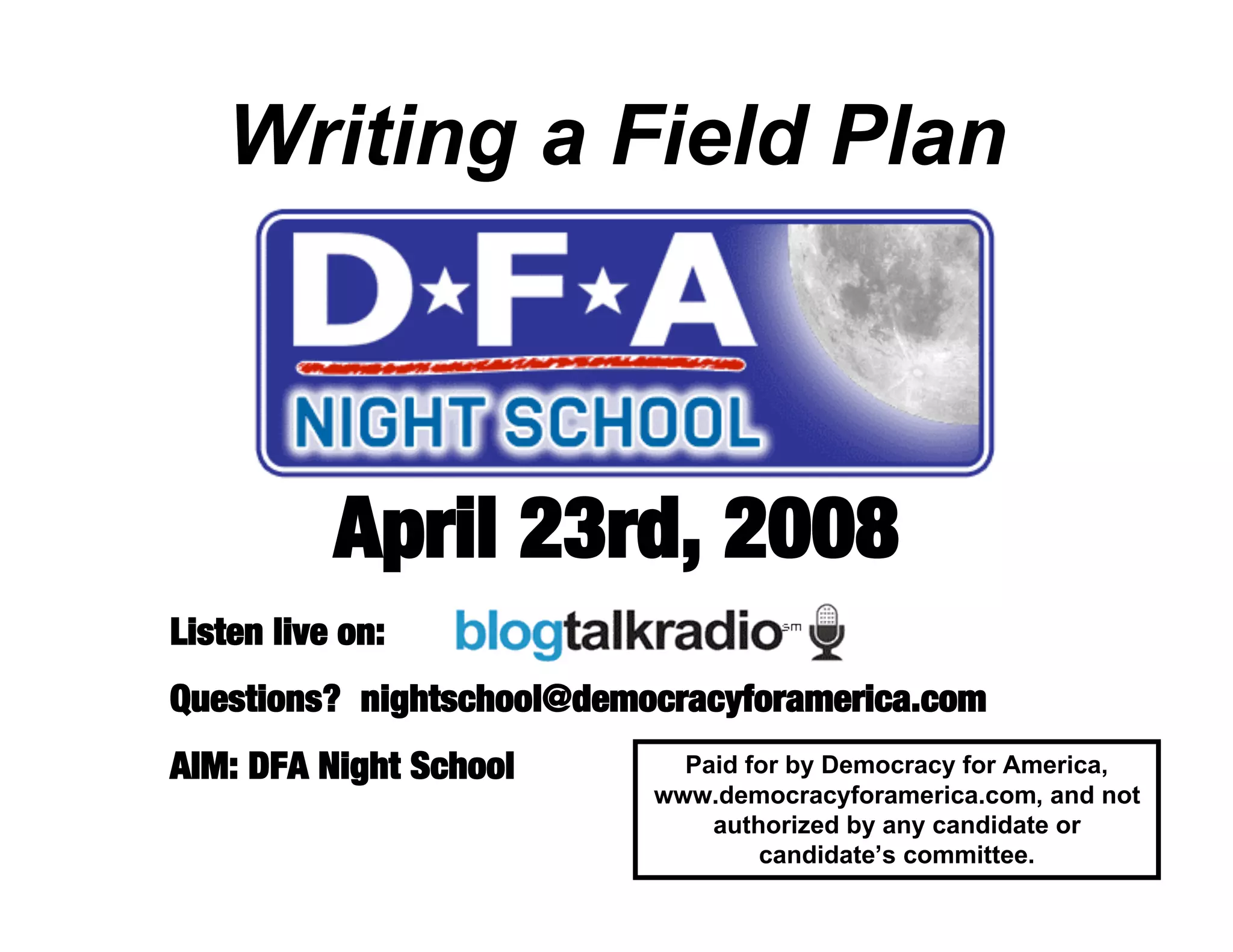 Writing A Field Plan Part 1 | PPT