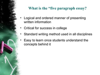 Writing A Five Paragraph Essay | PPT