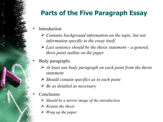 Writing A Five Paragraph Essay | PPT